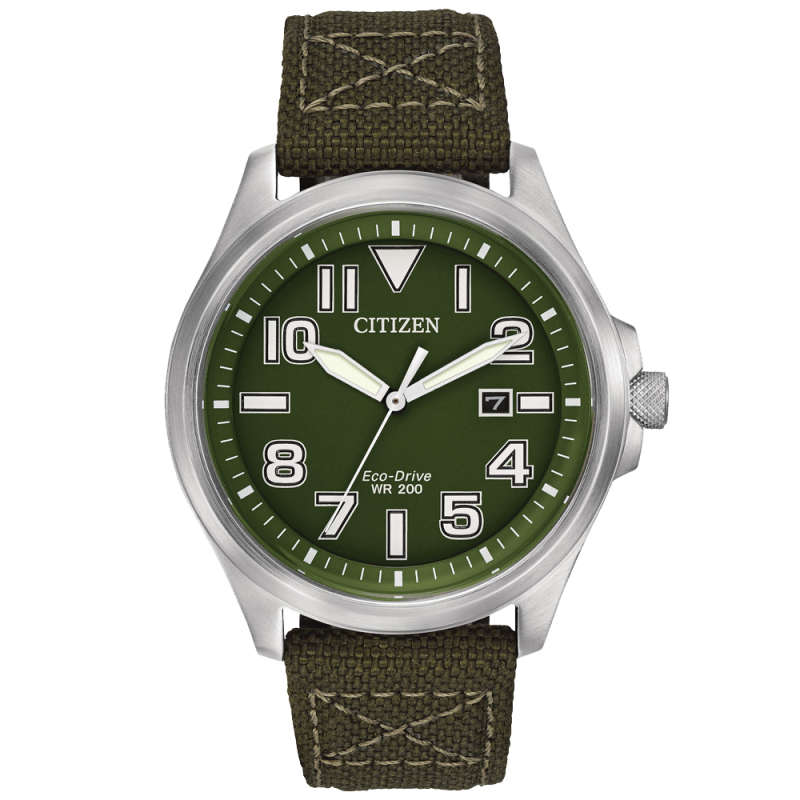 Citizen Mens Green Military Eco-Drive 200M Watch | AW1410-16X ...
